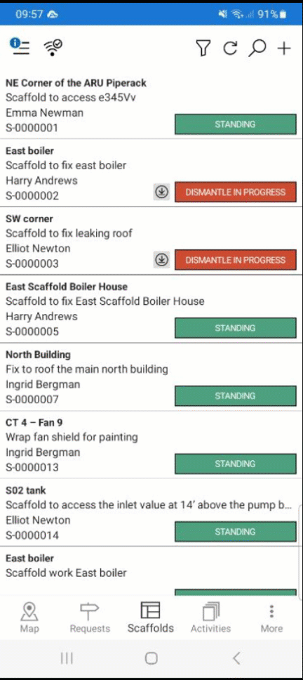 Assigning an Area to a Scaffold (Android)